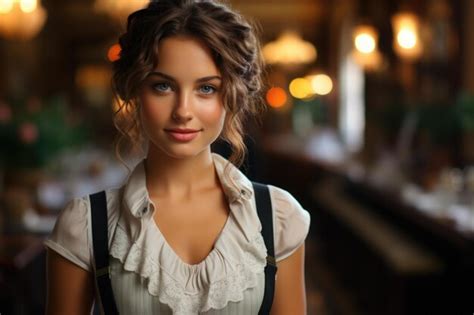 Premium AI Image Beautiful Cute Woman Model Dressed As Baker Smiling