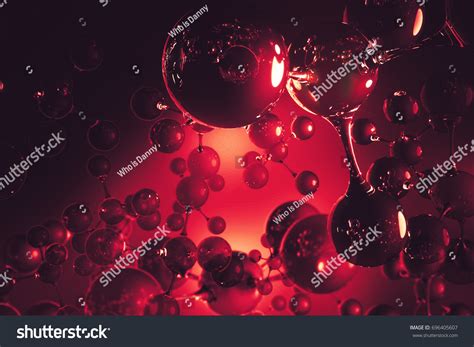 Abstract Red Connected Glass Bubbles Molecule Stock Illustration