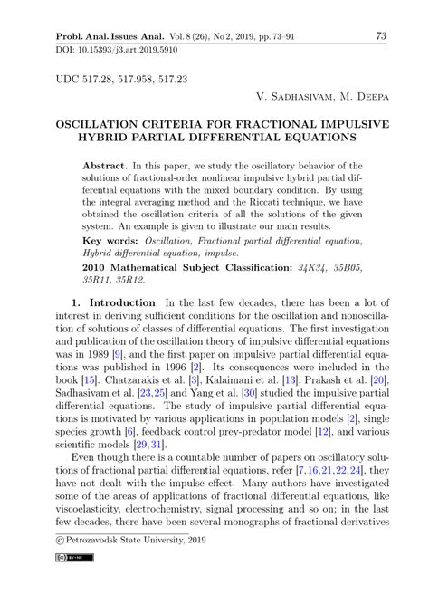 Pdf Oscillation Criteria For Fractional Impulsive Hybrid Partial