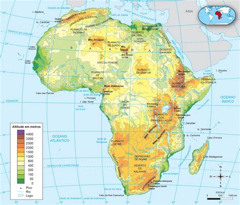 Mapa Físico Da áfrica Librain