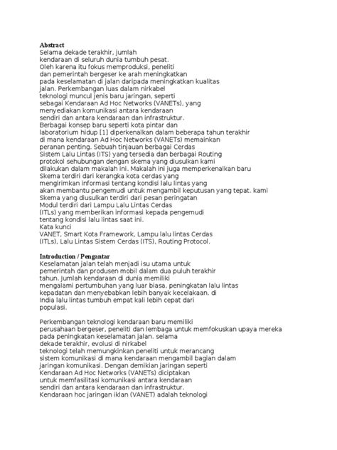 Intelligent Traffic System For Vanet Pdf Teknologi And Rekayasa