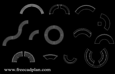 Curved Bench Dwg Cad Block In Autocad Download Free Cad Plan Cad Blocks Curved Bench Autocad
