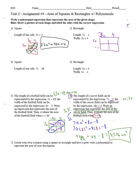 Kami Export Im2 Unit 2 Assignment 4 Area Of Squares And Rectangles