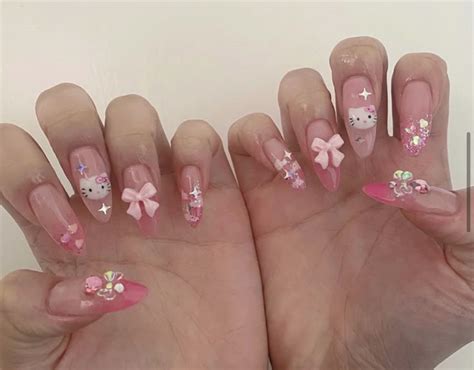 Nail Art Hello Kitty Ongles Hello Kitty Pink Hello Kitty Blush Nails