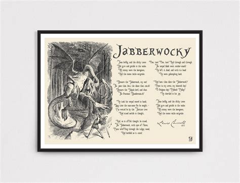 Jabberwocky Print Lewis Carroll Whimsical Wall Art