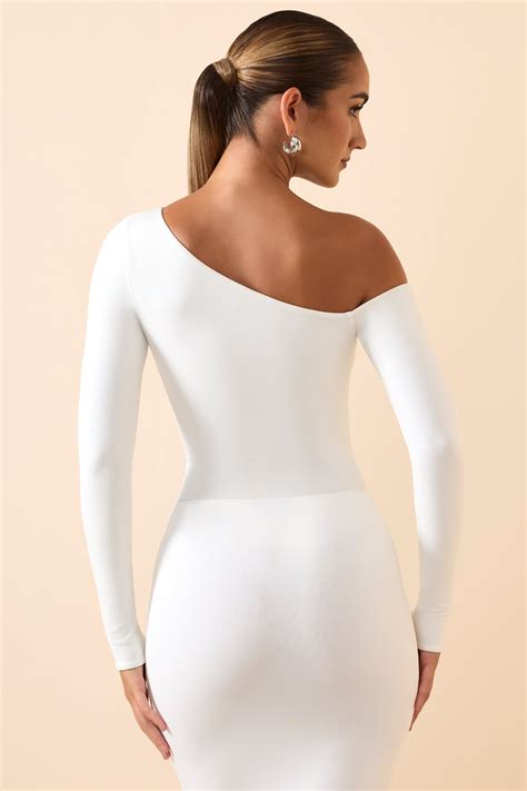 Sayda Modal Off Shoulder Bodysuit In White Oh Polly