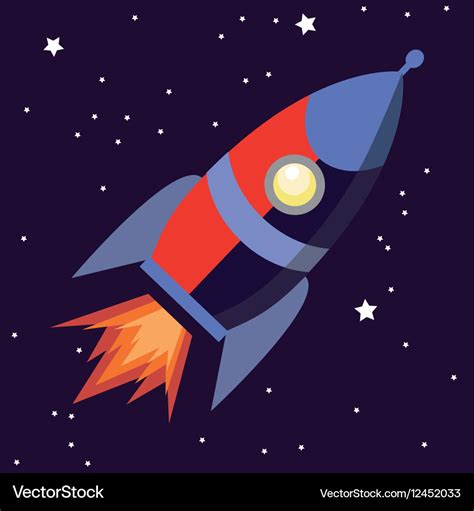A Cute Cartoon Rocket Space Ship Royalty Free Vector Image
