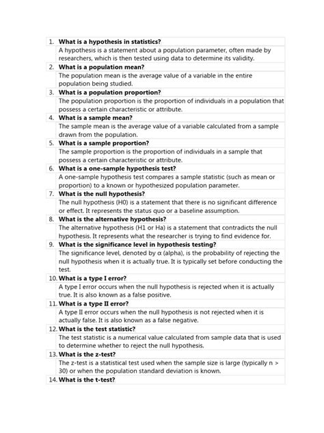 What Is A Hypothesis In Statistics Pdf Type I And Type Ii Errors