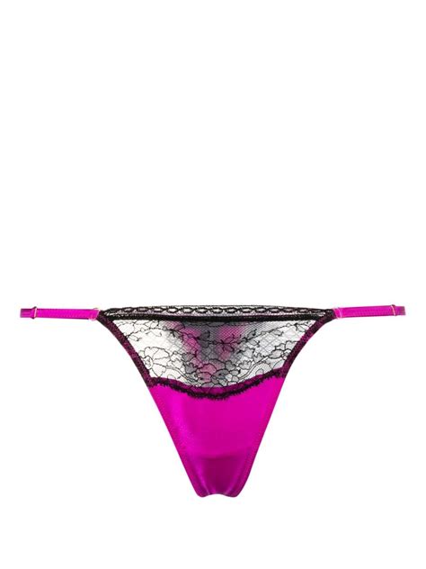 Kiki De Montparnasse Pink Tiered Chiffon Silk Thong Browns
