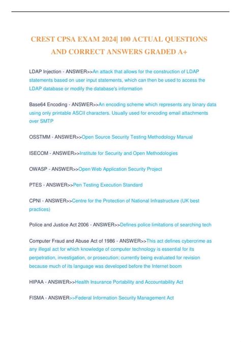 crest cpsa exam 2024 100 actual questions and correct answers graded