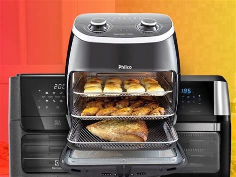Air fryer oven de 3 andares Faça lasanha batatas e brownie ao mesmo