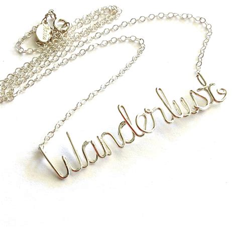 Wanderlust Necklace Sterling Silver Wanderlust Necklace Calligraphy