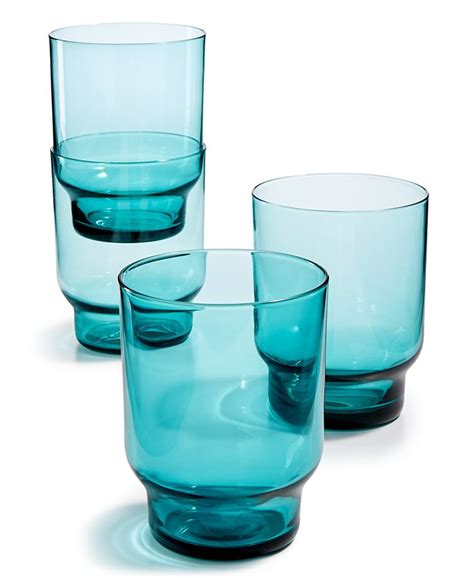 The Cellar Closeout Teal Stackable Glasses Set Of 4 Created For Macy