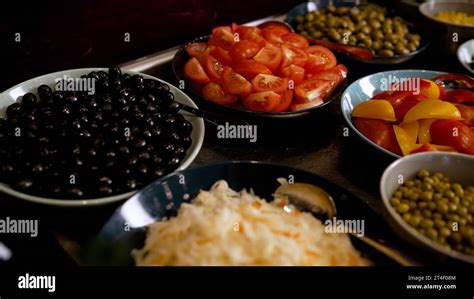 Culinary Buffet Cold Appetizers And Vegetable Salads Salad Bar With
