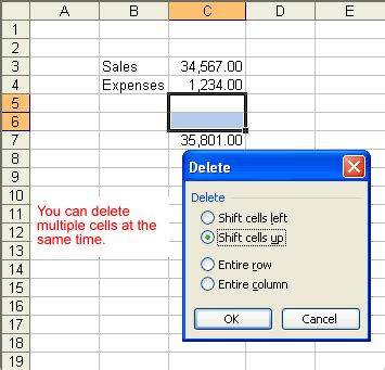 Excel 2003 Inserting And Deleting Cells