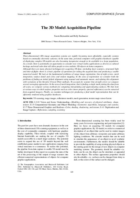 pdf the 3d model acquisition pipeline