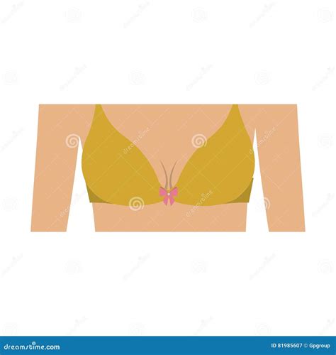 Yellow Brassier Design Icon With Bow Stock Illustration Illustration