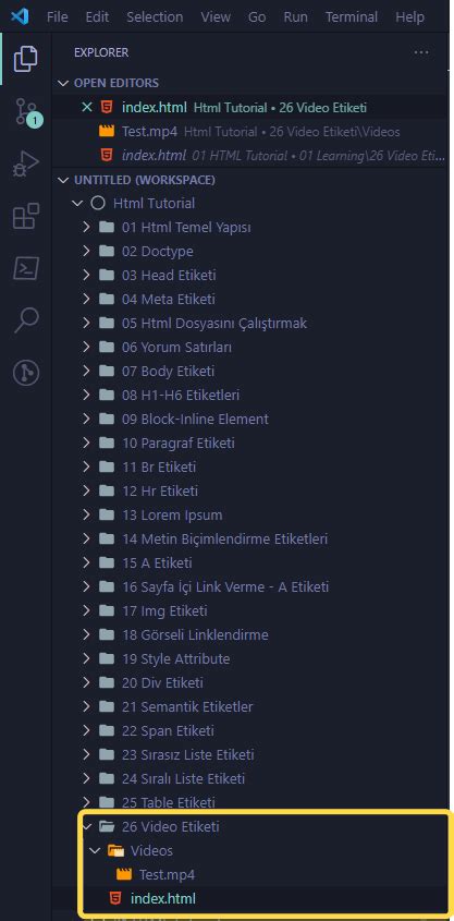 FrontEnd Developer RoadMap HTML Tutorial Video Ekleme Video Etiketi Murat Bilginer