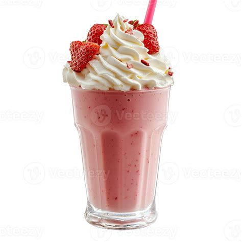 A Strawberry Milkshake With Whipped Cream And Strawberries 51967333 Png