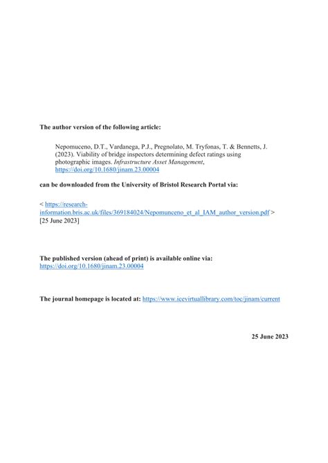 Pdf Viability Of Bridge Inspectors Determining Defect Ratings Using
