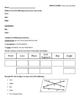 Unit Notes Points Lines And Planes By Beyond The Norm Mathematics
