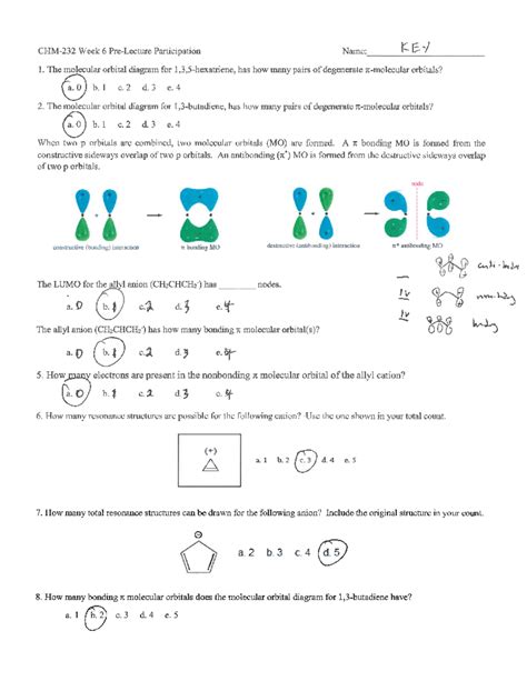 Week 6 And Week 7 Plp Key Na Week 6 Participation Name Key 1 The Molecular Orbital
