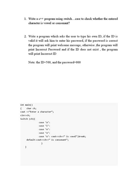 Write A C Program Using Switch Case To Check Whether The Entered Character Is Vowel Or
