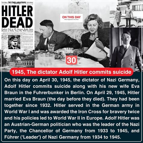 1945 The Dictator Adolf Hitler Commits Suicide Rthisdayinhistory
