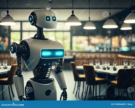 Autonomous Waiter Robot Working In Restaurant Concept Stock Illustration Illustration Of