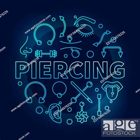 Piercing Blue Vector Round Illustration Made With Thin Line Piercings