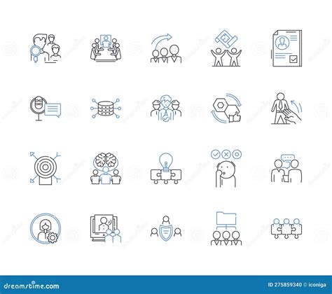 Service Team Line Icons Collection Support Assistance Help Solutions Customer Centric