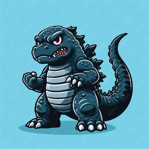 Premium Vector Vector Cute Godzilla Cartoon Illustration