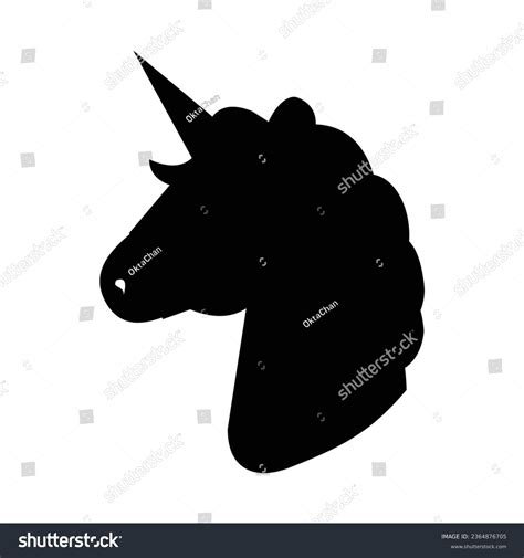 Unicorn Head Silhouette Isolated On White Stock Vector Royalty Free