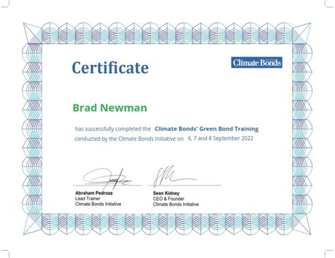 Brad Newmans Certificate