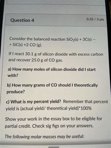 solved question 4 0 35 3 pts consider the balanced