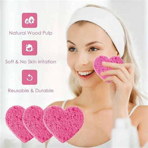 Heart Shaped Facial Sponges Container Natural Sponge Pads Temu