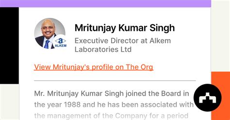 Mritunjay Kumar Singh Executive Director At Alkem Laboratories Ltd