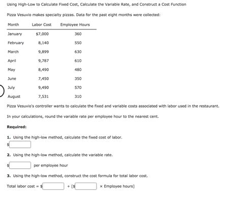 Solved Using High Low To Calculate Fixed Cost Calculate The Chegg Com