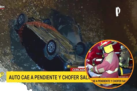 Серкадо де Лима автомобиль упал в глубокие раскопки на проспекте Оскара Бенавидеса и водителя