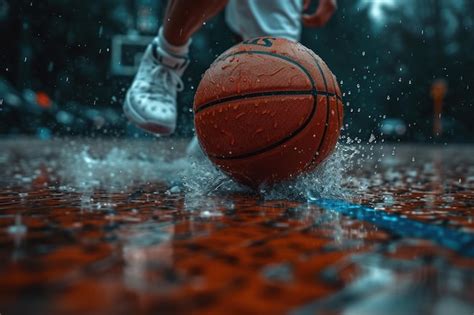 Premium Photo Closeup Of A Determined Basketball Player Dribbling The