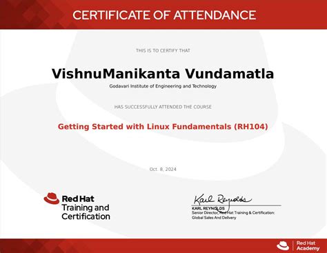 v vishnu manikanta on linkedin linuxfundamentals rh104 techwing
