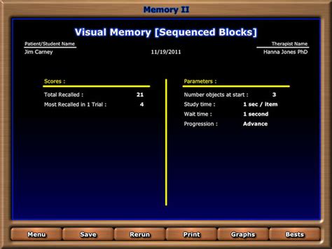 Psscogrehab English Visual Memory Sequenced Blocks Psychological Software Services