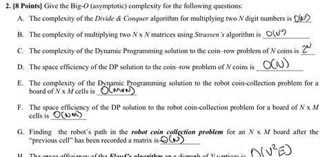 Solved Points Give The Big Asymptotic Complexity Chegg