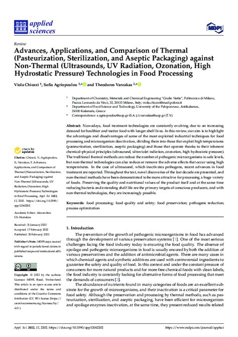 Pdf Advances Applications And Comparison Of Thermal Pasteurization