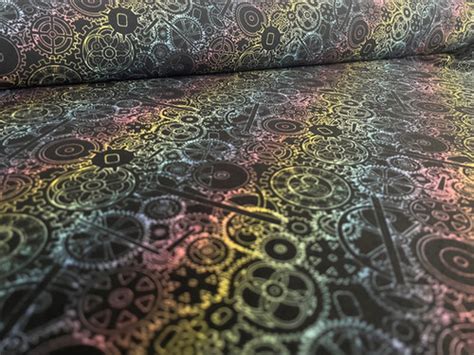 Exclusive Rainbow Cogs Loopback Lycra Knighton Fabrics