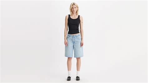 Womens Baggy Dad Jorts In Light Indigo Worn In