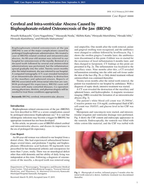Pdf Cerebral And Intra Ventricular Abscess Caused By Bisphosphonate