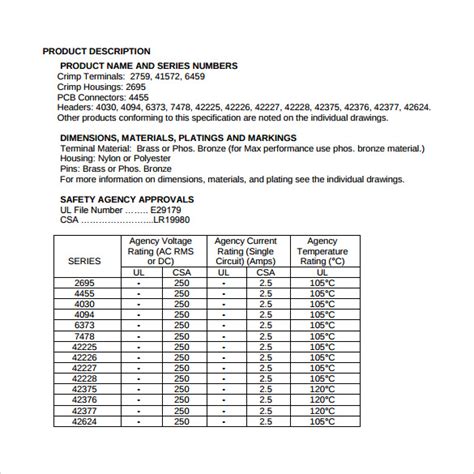 FREE 12 Spec Sheet Samples In PDF Google Docs Google Sheets MS