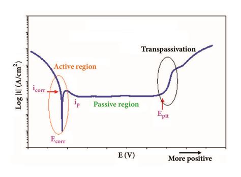 Typical Polarization Curve Of A Passive Material Showing The Active