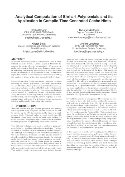 Pdf Analytical Computation Of Ehrhart Polynomials And Its Application